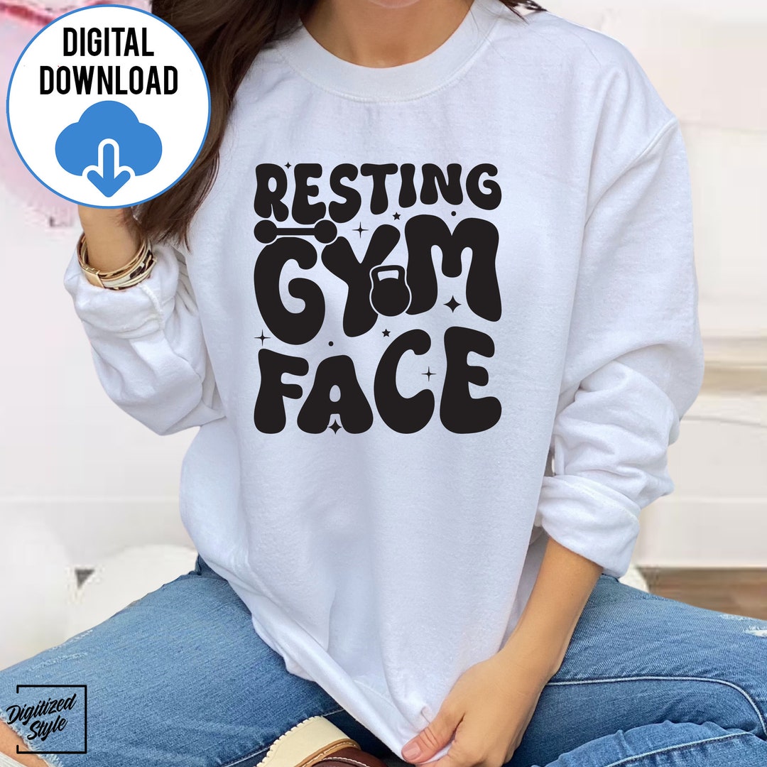 Resting Gym Face SVG Cut File, Groovy Workout Svg, Exercise Quote Svg ...