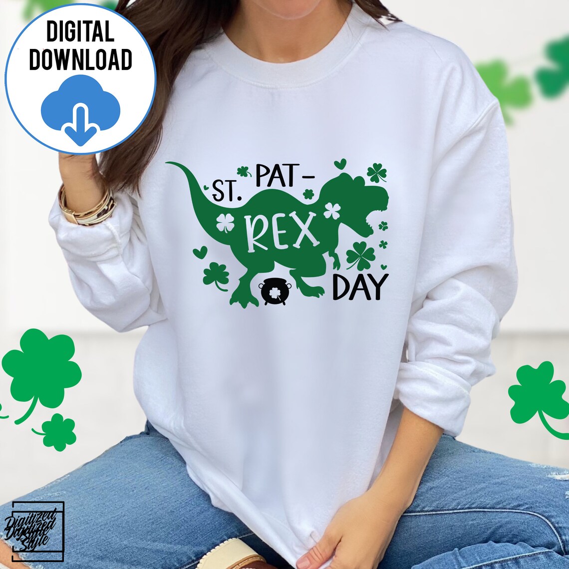 St Patrick's Rex SVG, Lucky Dinosaur Svg, Rex Svg, Dinosaur Svg, St ...