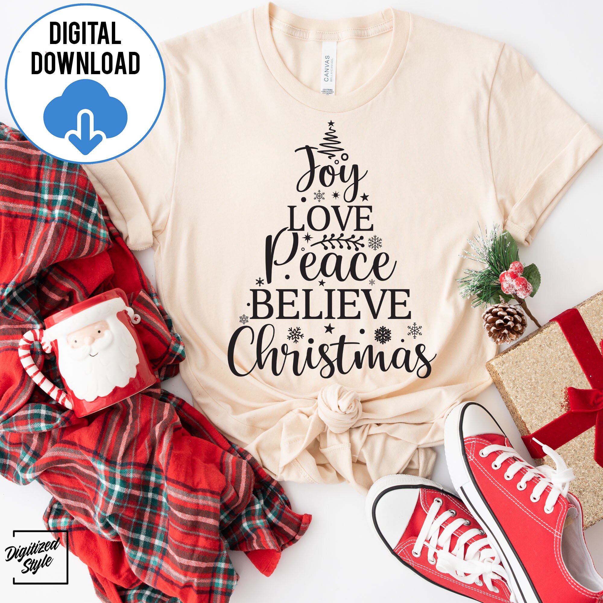 Joy Love Peace Believe Christmas SVG, Merry Christmas SVG, Christmas ...