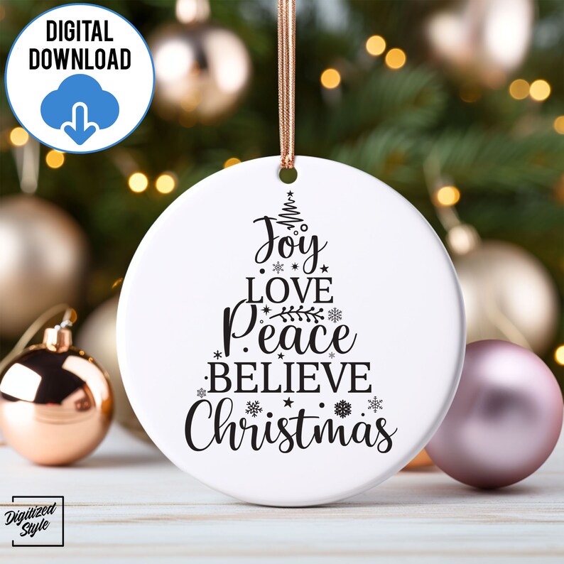 Joy Love Peace Believe Christmas SVG, Merry Christmas SVG, Christmas ...
