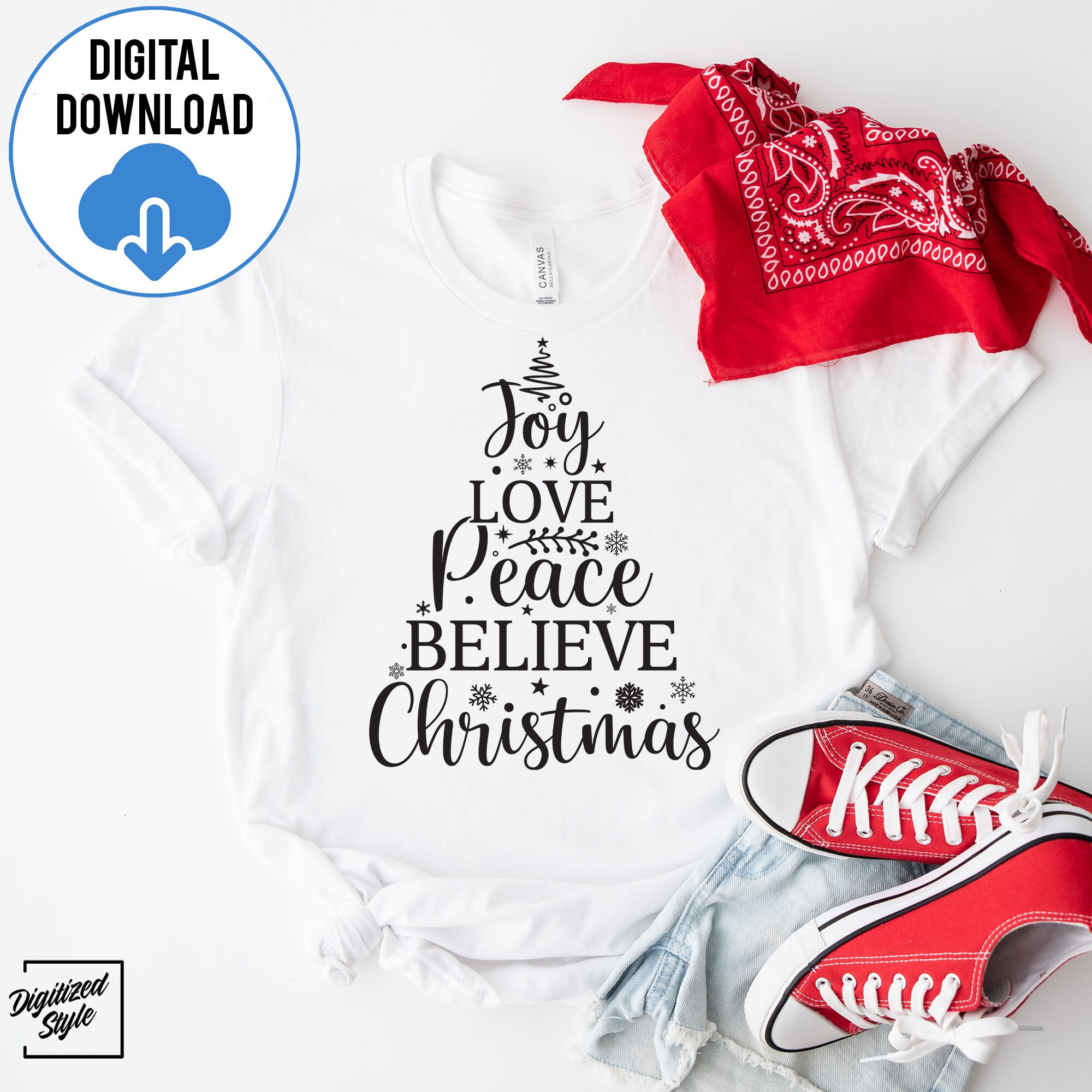 Joy Love Peace Believe Christmas SVG, Merry Christmas SVG, Christmas ...