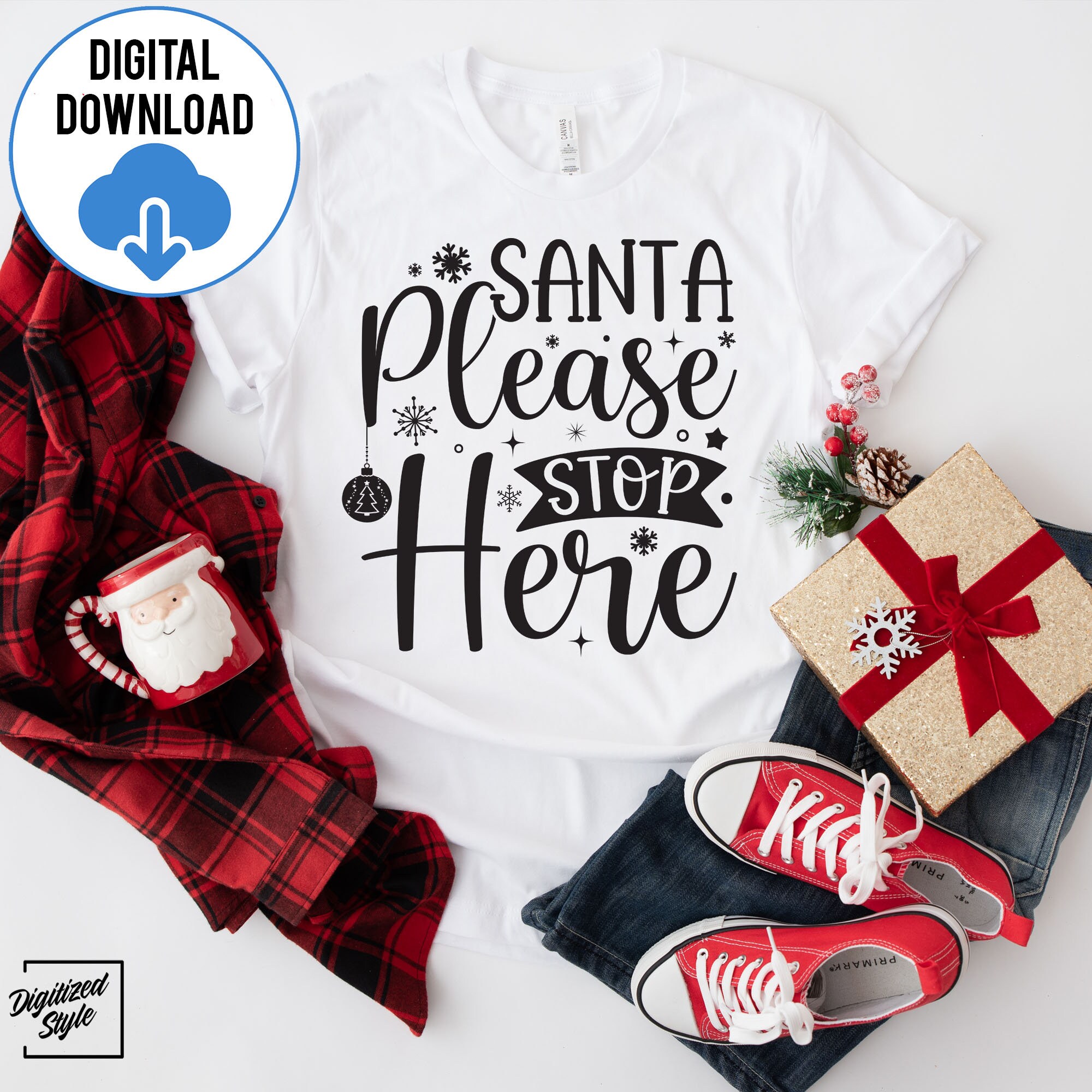 Santa Please Stop Here SVG, Christmas SVG File, Santa Svg, Merry ...