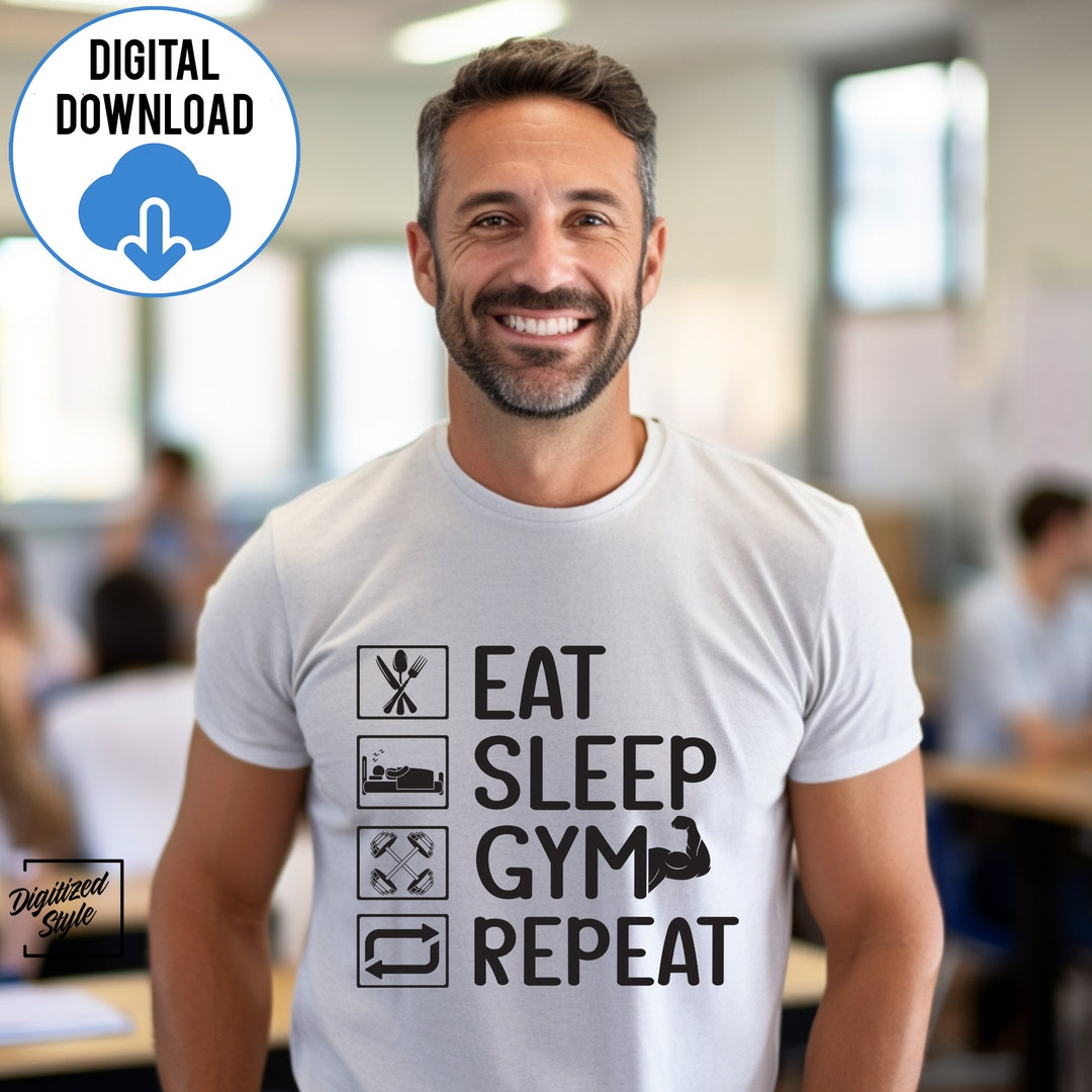 Eat Sleep Gym Repeat SVG PNG, Gym Motivation SVG, Gym Quotes Svg ...