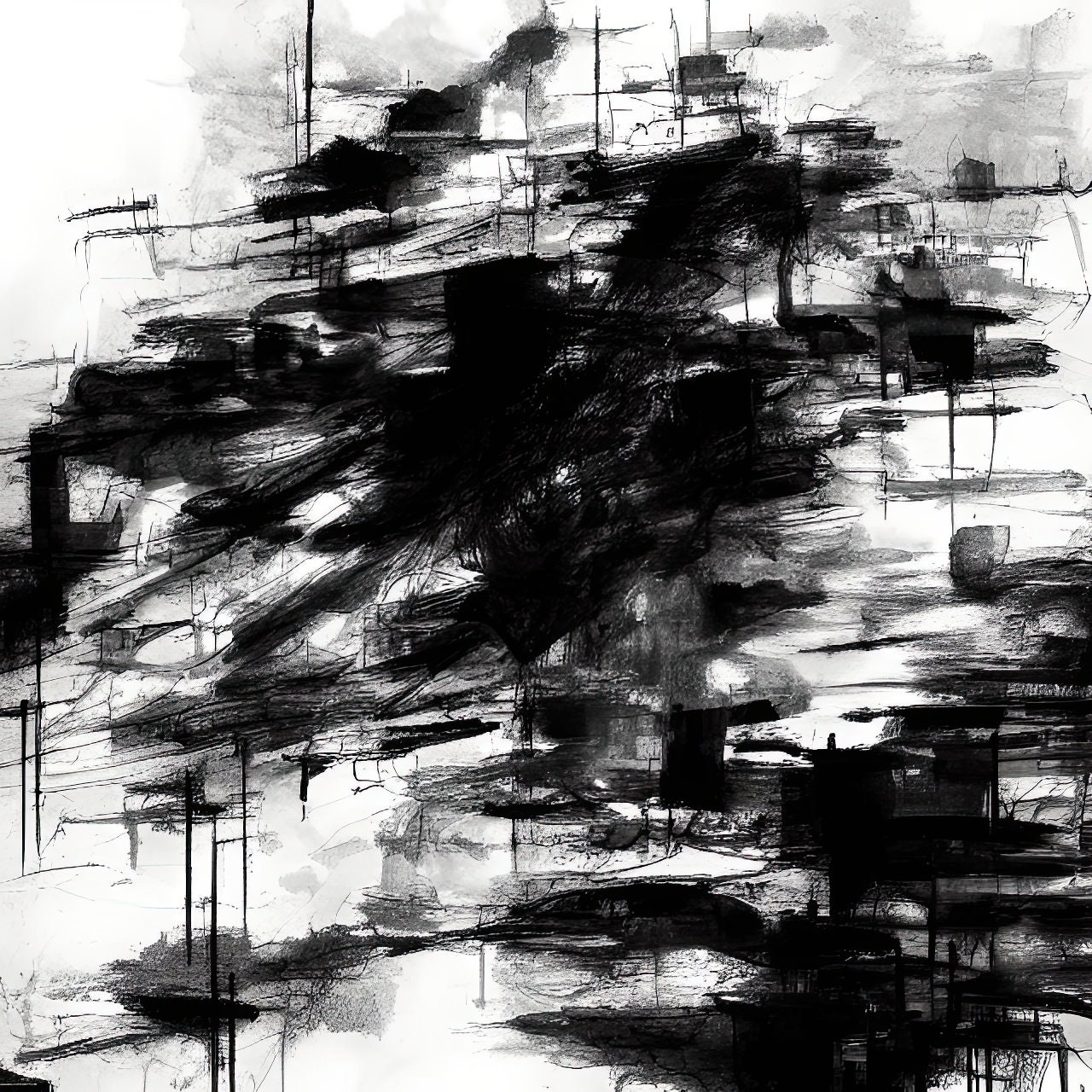 I Can Do That -- Abstract, Black and White, Chaotic, Lines, Patterns, Movement, Dynamic ...