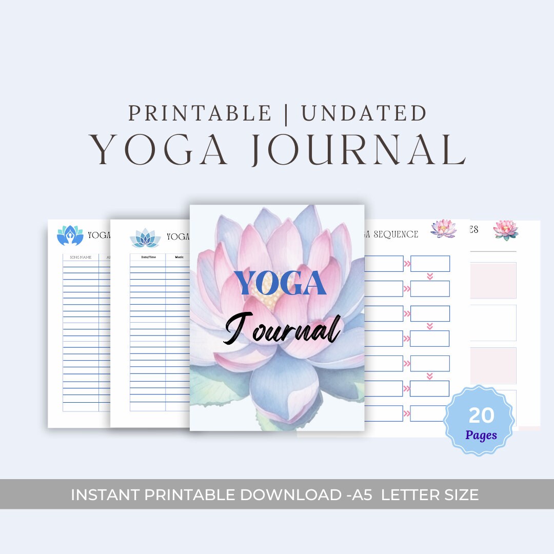 Yoga Journal Printable | Digital Fitness Planner Pages | Yoga Routine ...