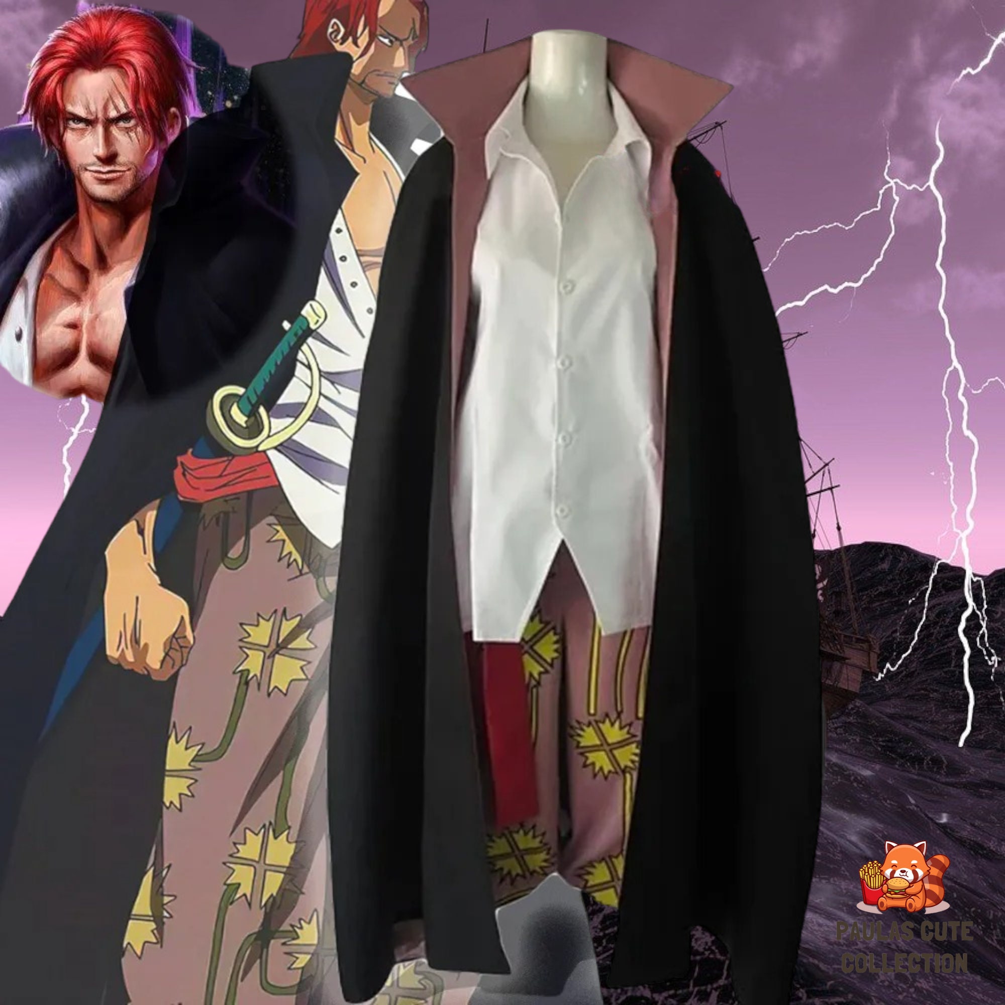 One Piece Red Hair Shanks Cosplay Outfit Halloween Costume - Etsy