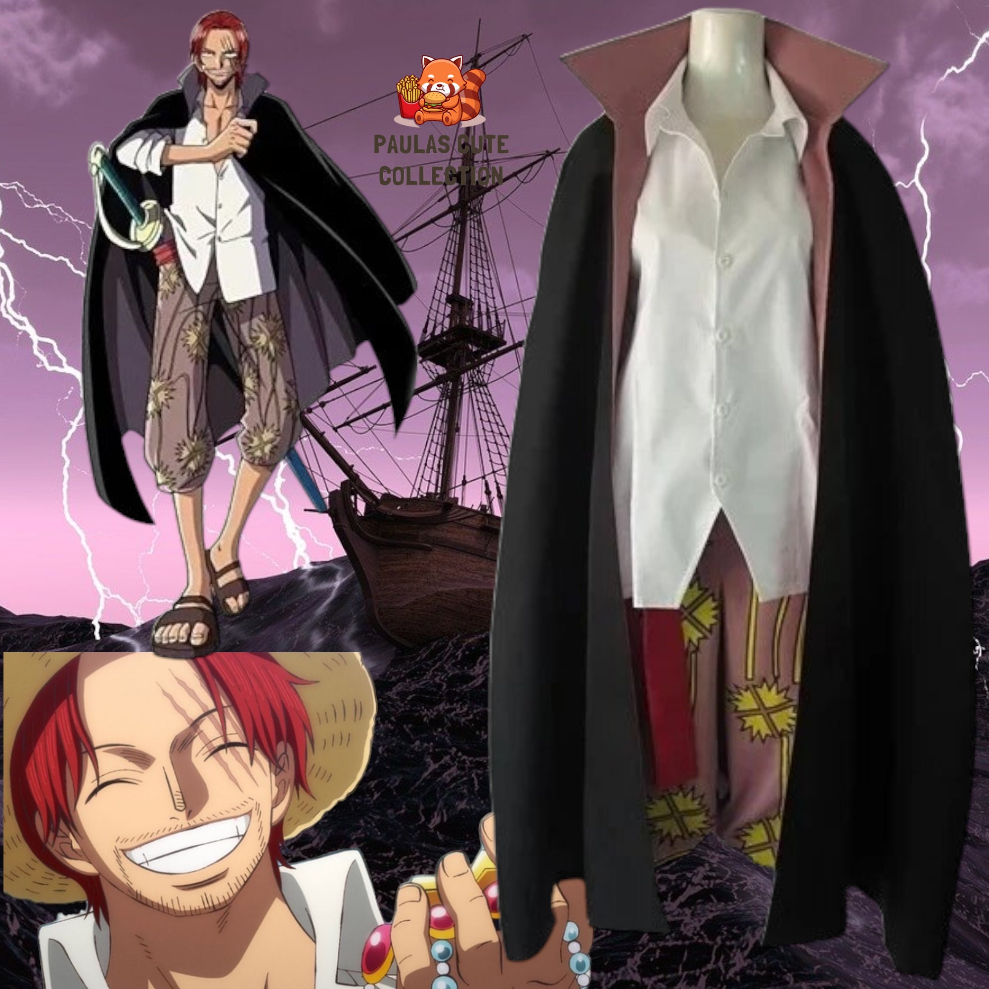 One Piece Red Hair Shanks Cosplay Outfit Halloween Costume - Etsy