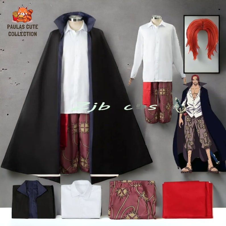 One Piece Red Hair Shanks Cosplay Outfit Halloween Costume - Etsy
