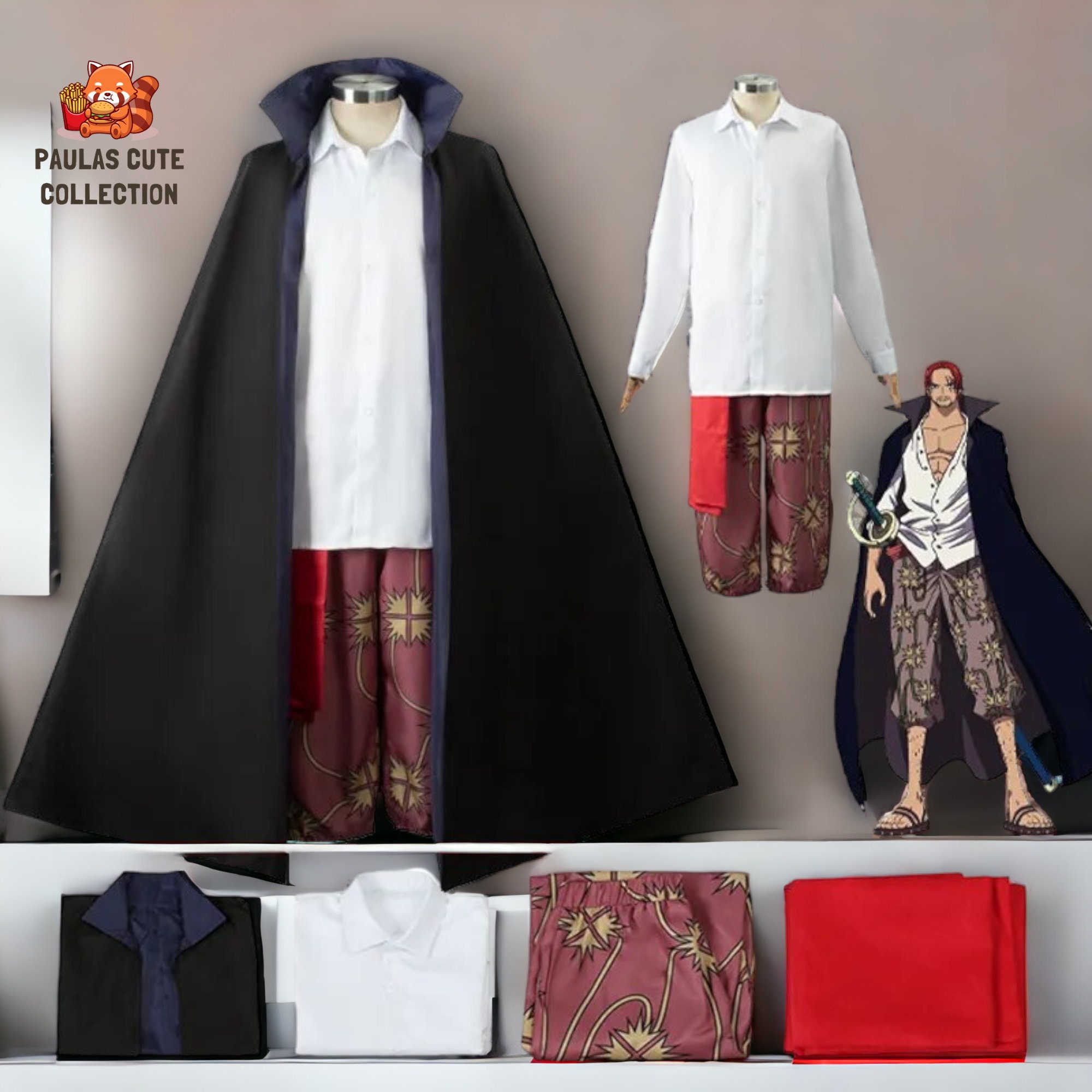 One Piece Red Hair Shanks Cosplay Outfit Halloween Costume - Etsy