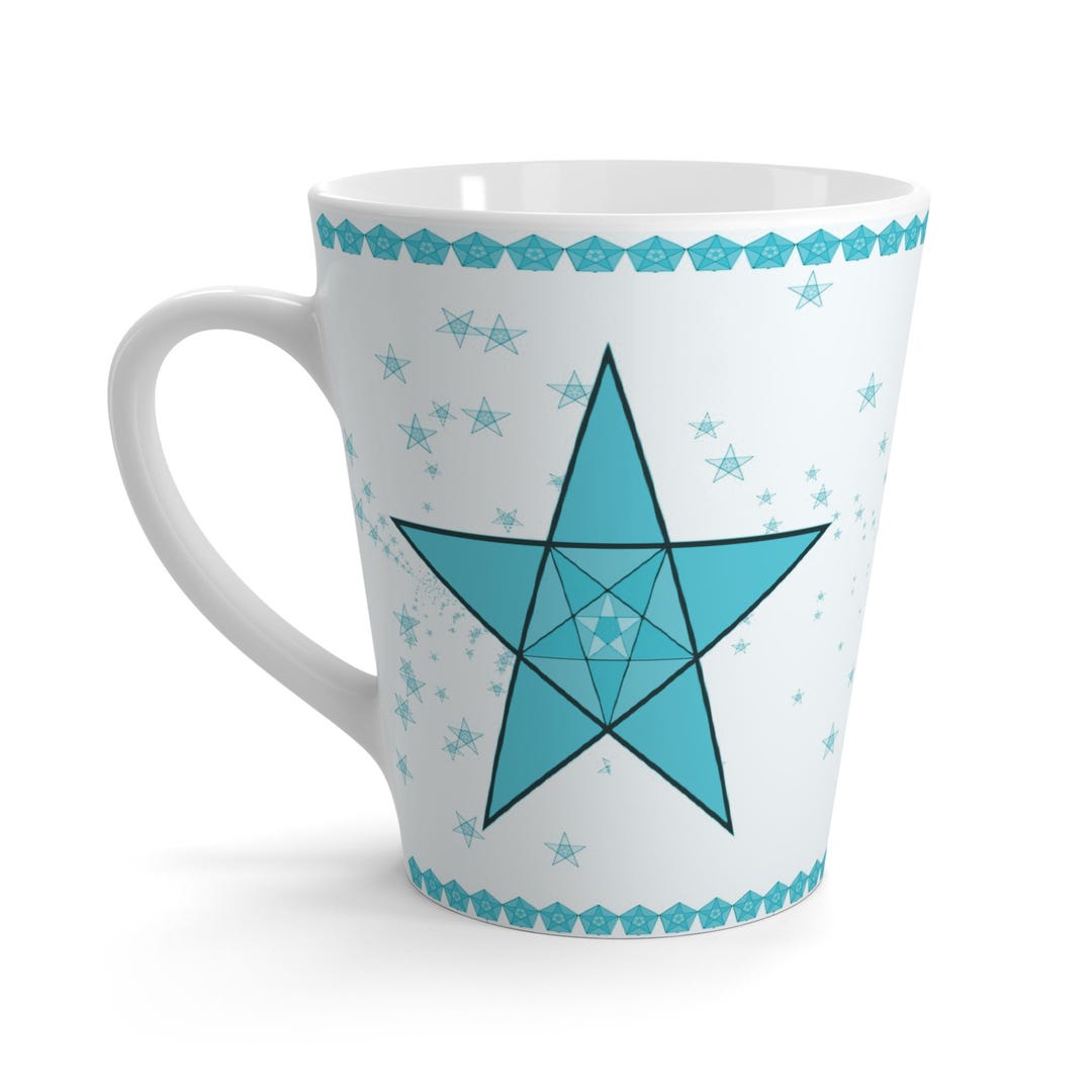 Geometry Art Latte Mug ~ Aqua Blue Teal Star Coffee Cup - Etsy