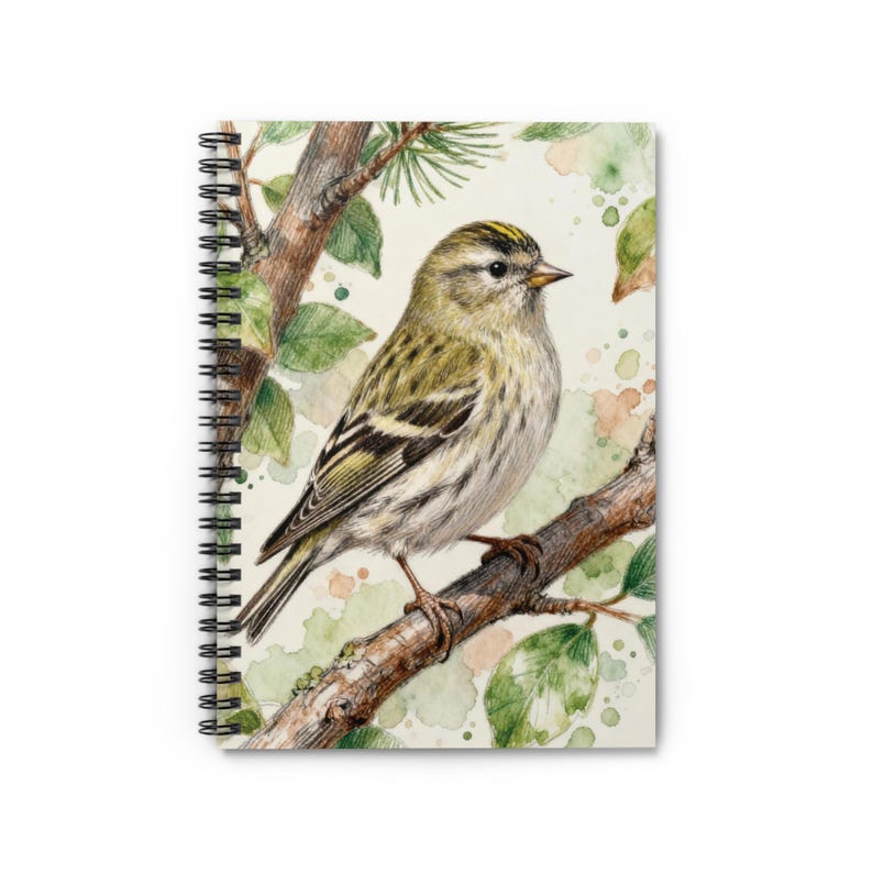 Pine Siskin Spiral Notebook ~ Bird Art Cover, Spiral Bound, Ruled Pages ...