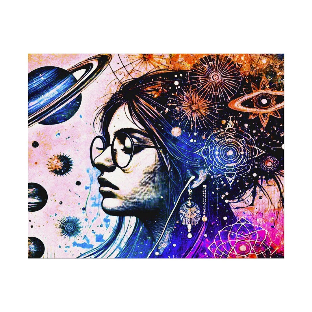 Astral Travel Poster, Planet Girl Wall Art Print, Cosmic Mystical Decor ...