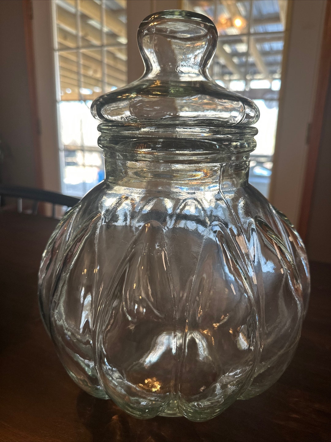 Vintage XL 14 Tall Clear Glass Pumpkin Shaped Apothecary Jar W/lid - Etsy