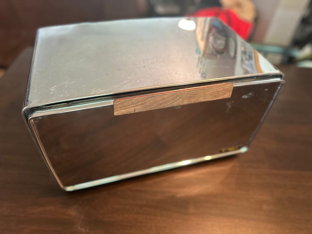 Vintage Beauty Box Lincoln Bread Box Chrome Finish & Cutting Board MCM ...