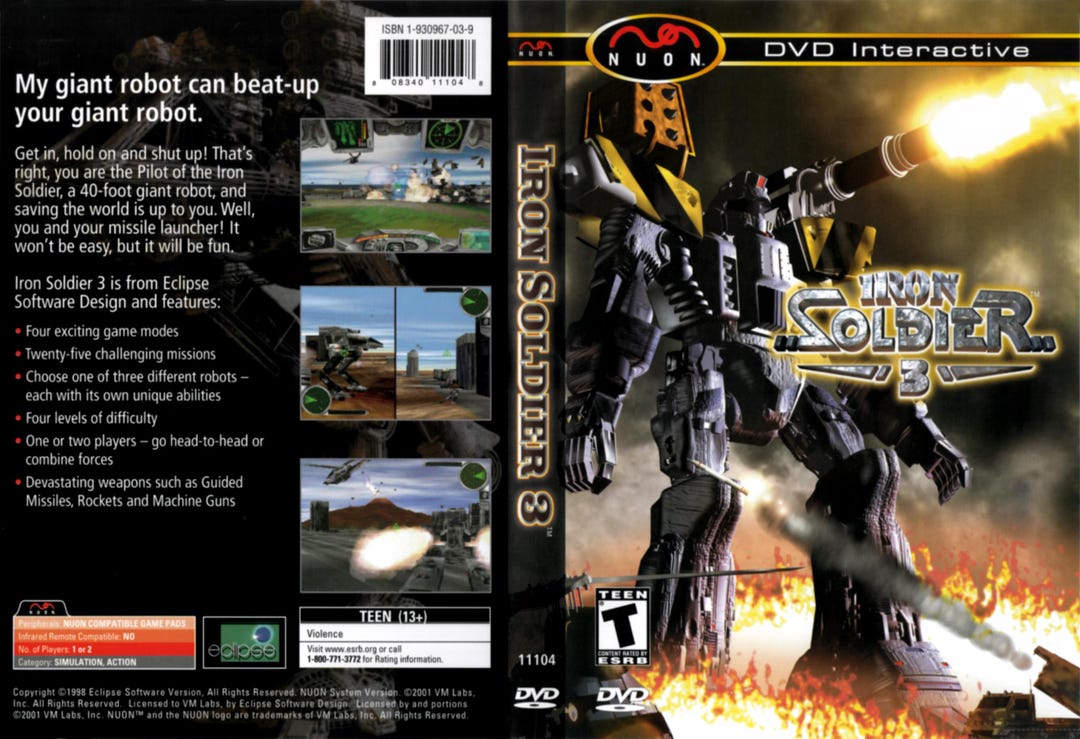 Nuon Tempest 3000, Iron Soldier 3, Free Fall 3050 AD, Space Invaders XL ...