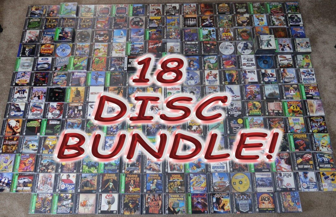 PS1 Games 18 Disc Bundle No Artwork, Discs in Paper Sleeves, Name ...