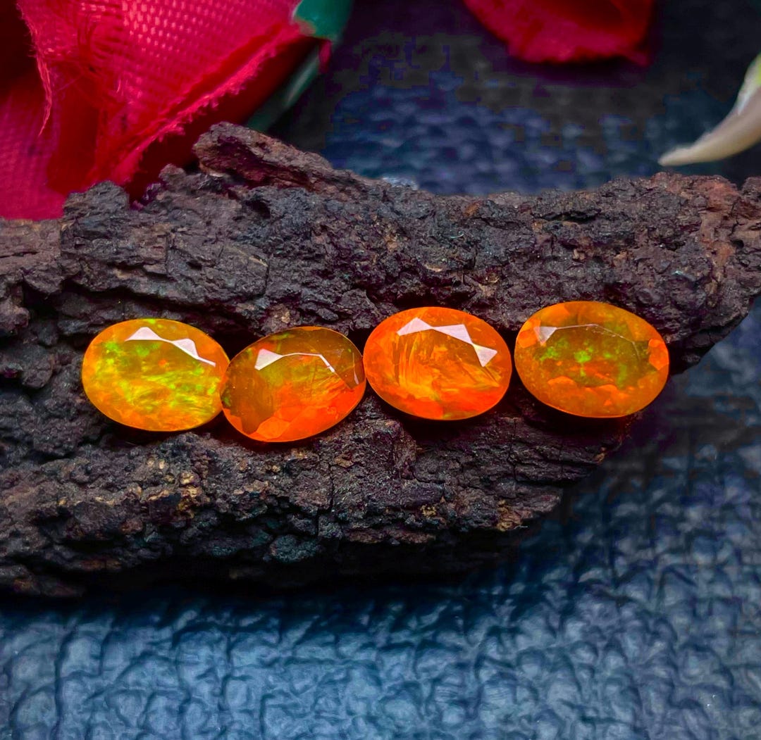 Beautiful Multi Fire Orange Opal Lot - Beautiful Oval Shape Faceted ...