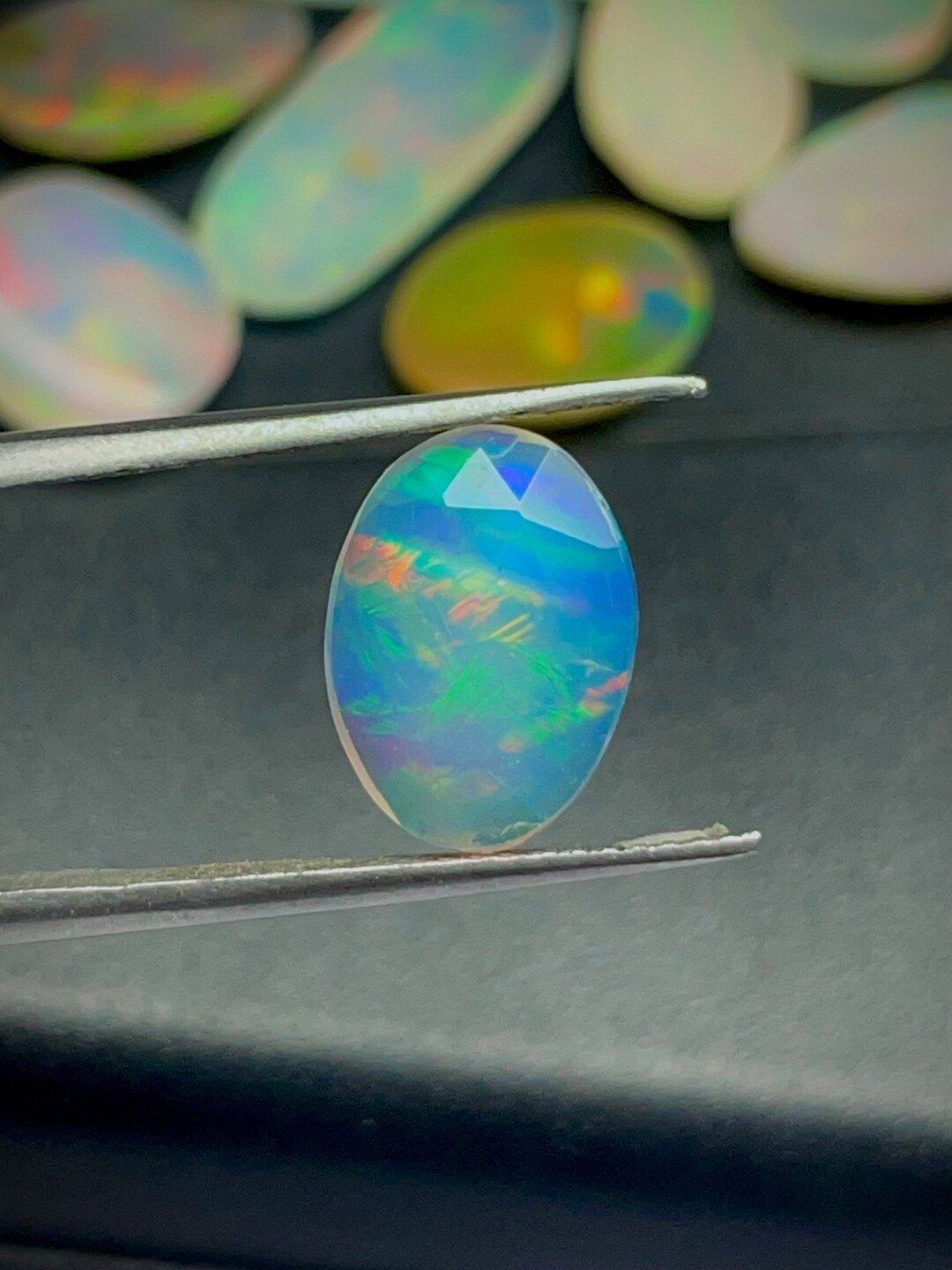 Amazing Fire Opal Rose Cut One Side Faceted , White Ethiopian Opal ...