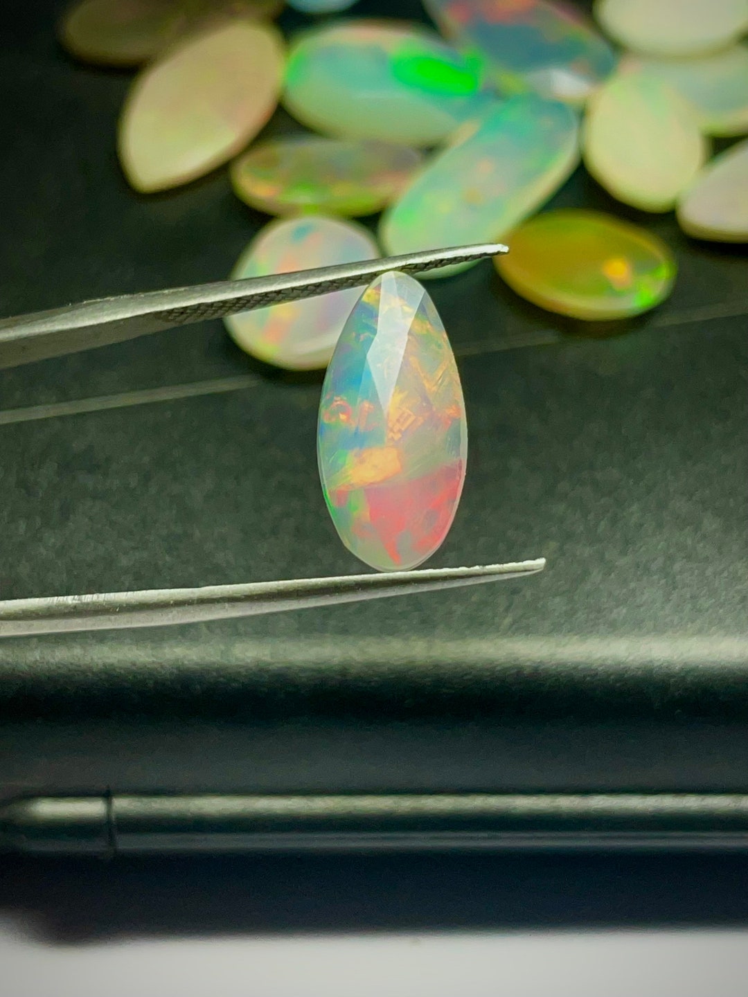 Rare Pin Fire Opal Rose Cut One Side Faceted , White Ethiopian Opal ...