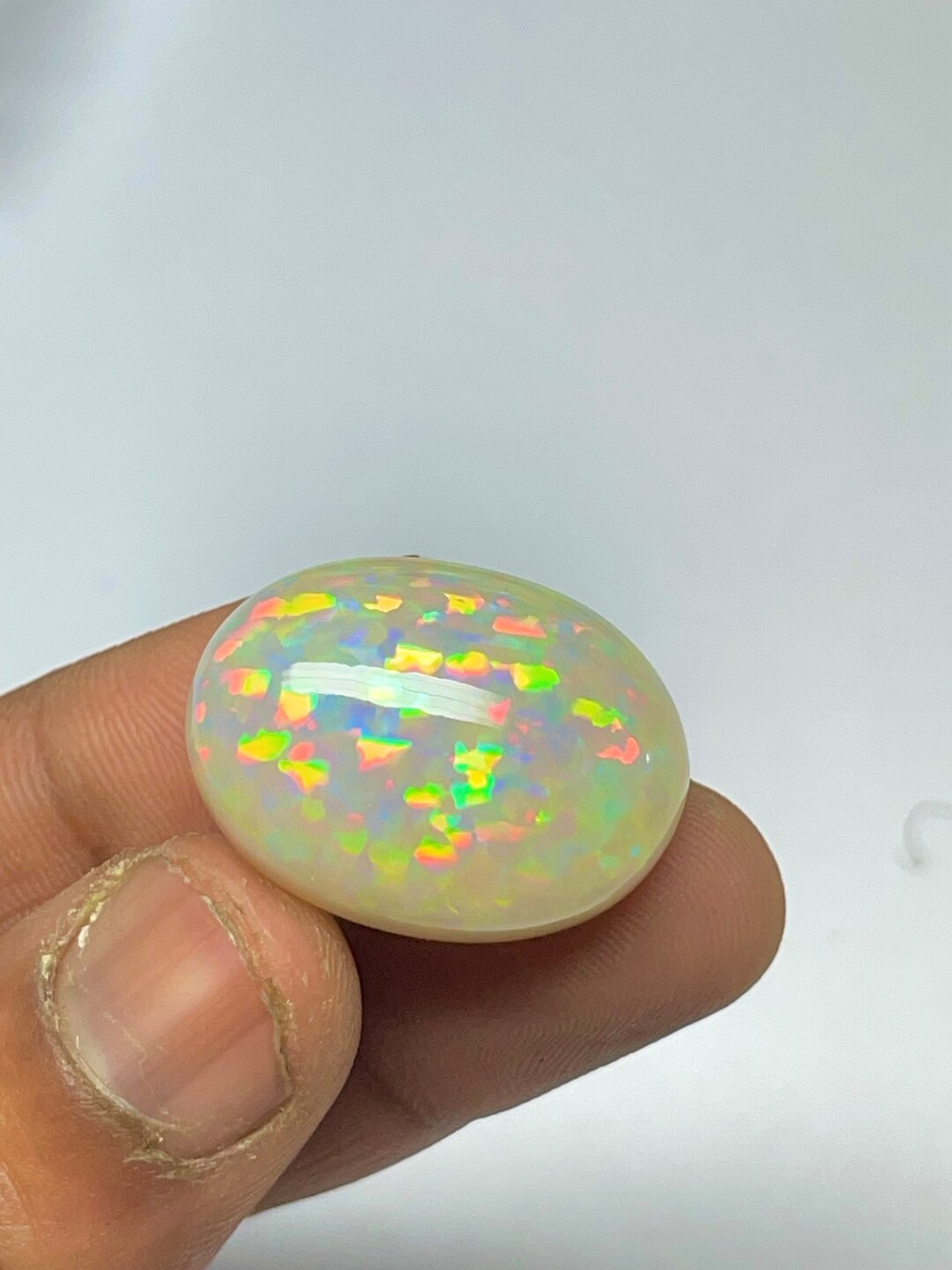 Natural 25x18 Mm Big Pin Fire Opal, Big White Oval Shape Ethiopian Welo ...
