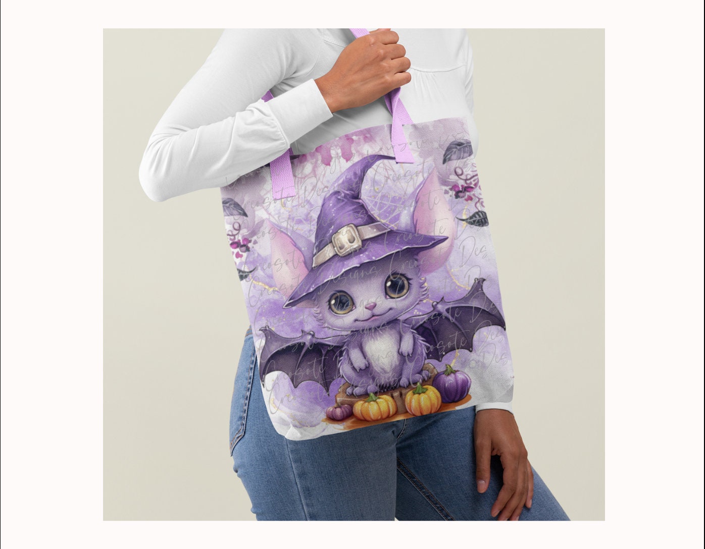Cute Purple Witch Bat PNG - Halloween Sublimation Design (digital ...