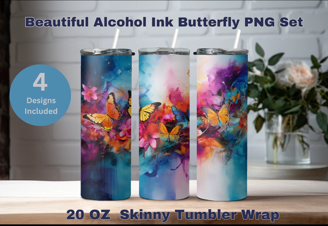 Alcohol Ink Butterfly Tumbler Wrap, PNG Set (digital Download) - Etsy