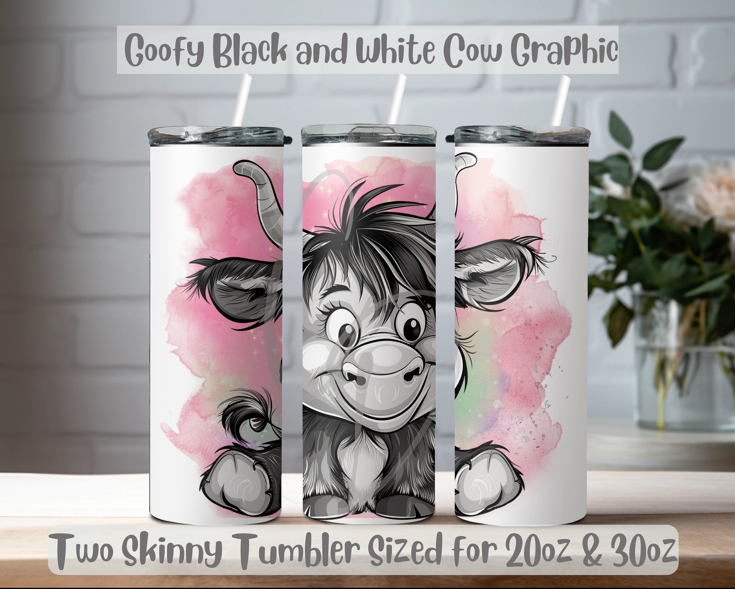 Goofy Cow PNG – Black and White Sublimation Design (digital Download ...