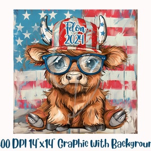 Cute Patriotic Trump Cow in Hat PNG - MAGA - Voting for Felon 2024 Cow ...