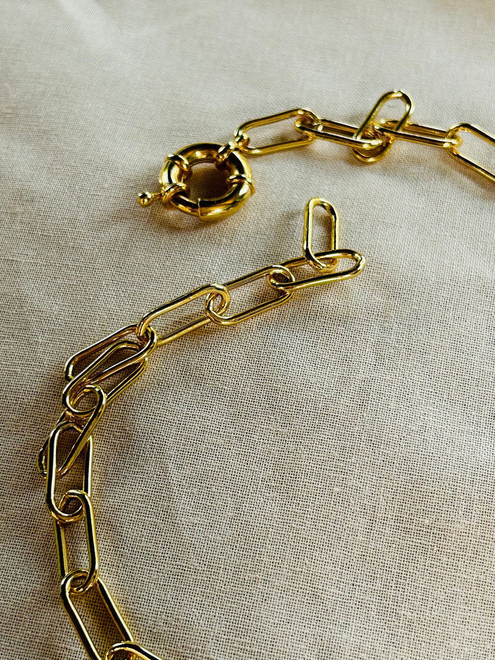 24K Gold Plated Paper Clip Chain Necklace Coin Pendant 22 - Etsy
