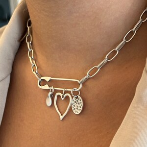 Safety Pin Connector Choker, Silver Plated Necklace, Safety Pin ...