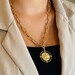 24K Gold Plated Paper Clip Chain Necklace Coin Pendant 22 - Etsy
