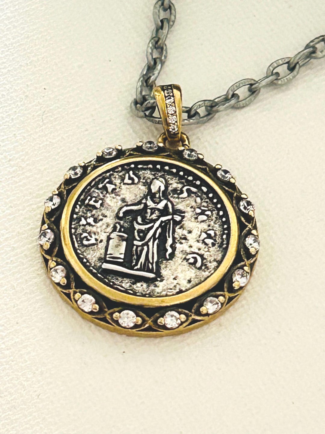 Roman Coin Pendant Necklace • Roman Coin Pendant • CZ Pendant Necklace ...