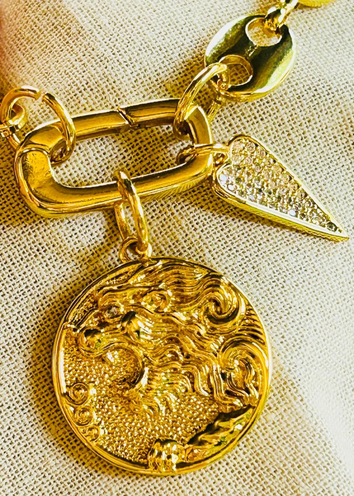 Lion Pendant Necklace • Lion Head Pendant Necklace • Paper Clip Chain ...