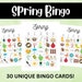 Spring Bingo, 30 Printable Bingo Cards, Fun Spring Activity for Kids ...