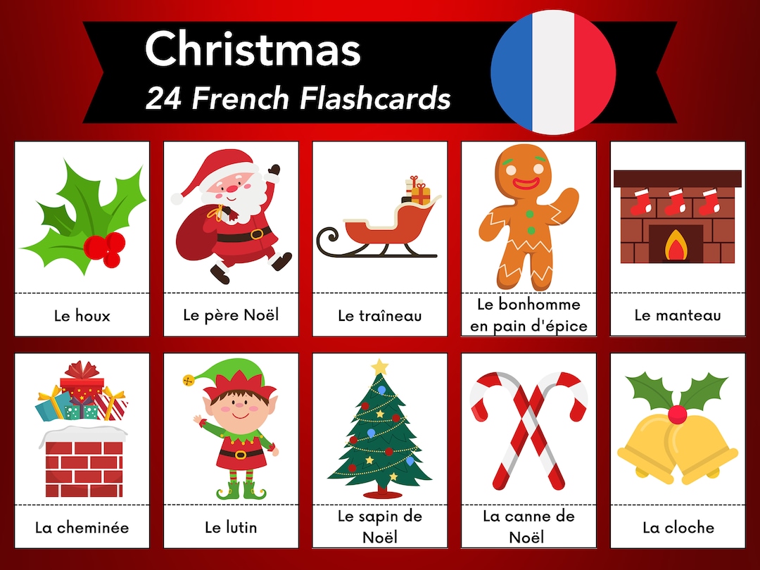 French Christmas Flashcards, French Holiday Vocab, Montessori Language ...