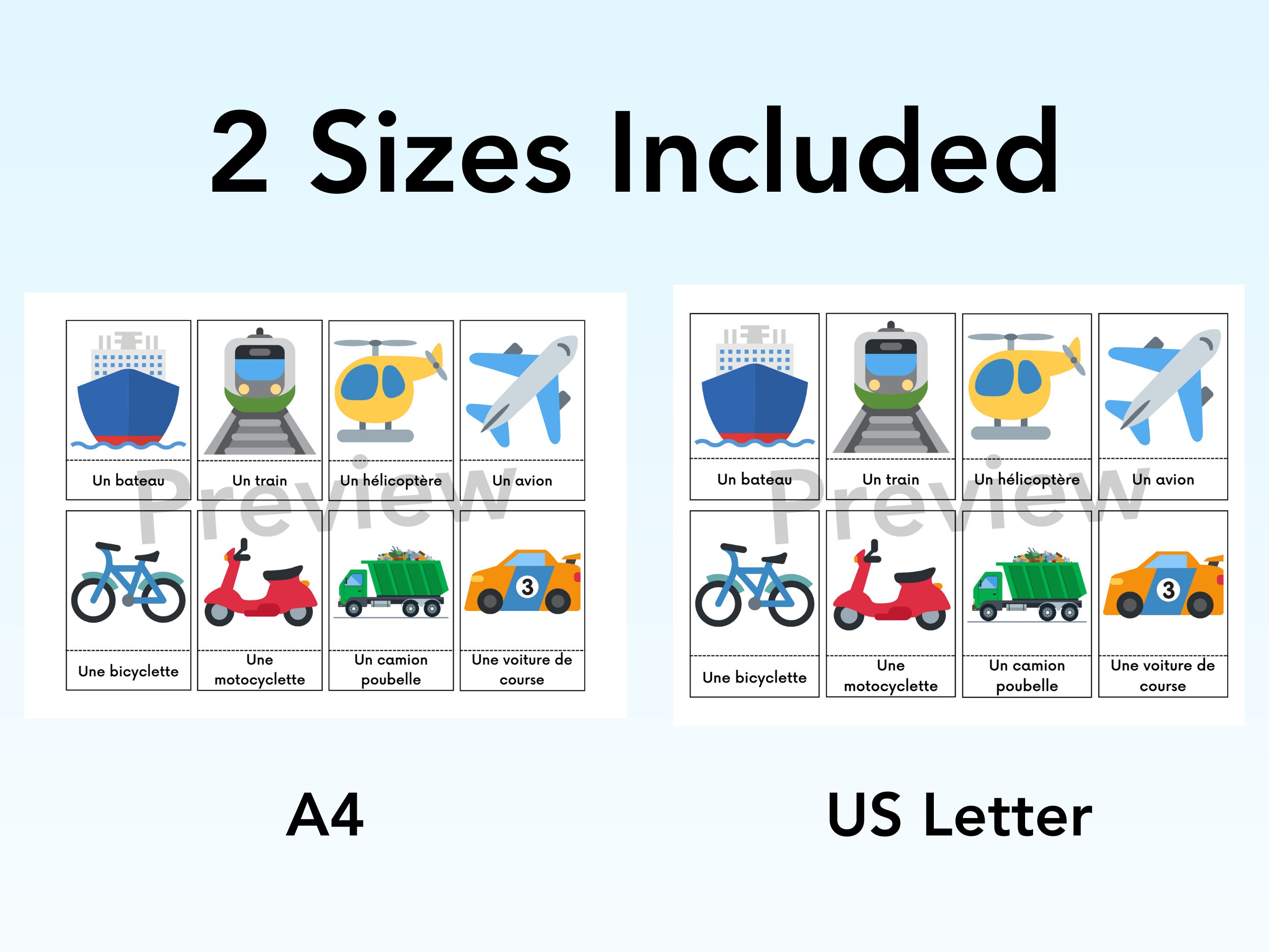 French Vehicle Flashcards, Beginner French Vocabulary, Homeschooling ...