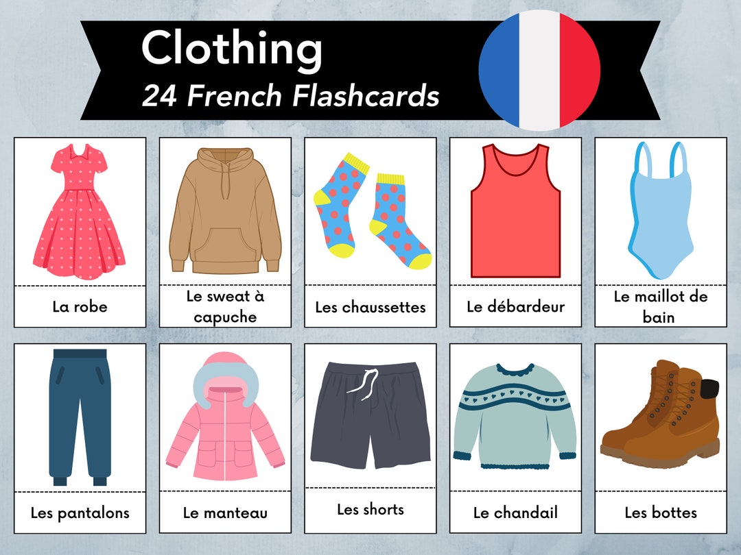 French Clothing Flashcards, Beginner French Fashion Vocabulary ...