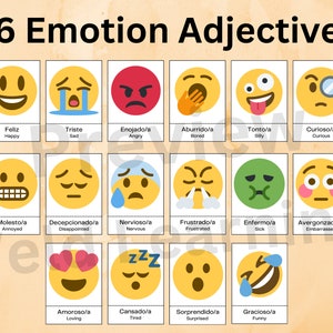 Spanish Emotion Flashcards, Spanish Adjective Vocabulary, Homeschooling ...