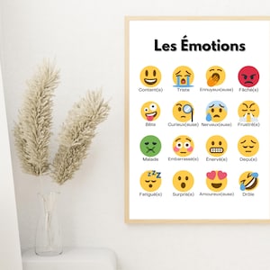 French Emotions Poster Art, French Wall Decor, Bilingual Homeschooling ...