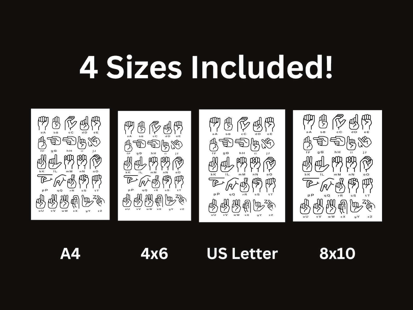 Sign Language Alphabet Poster, ASL Alphabet Decor, Learn Sign Language ...