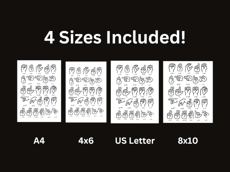 Sign Language Alphabet Poster, ASL Alphabet Decor, Learn Sign Language ...