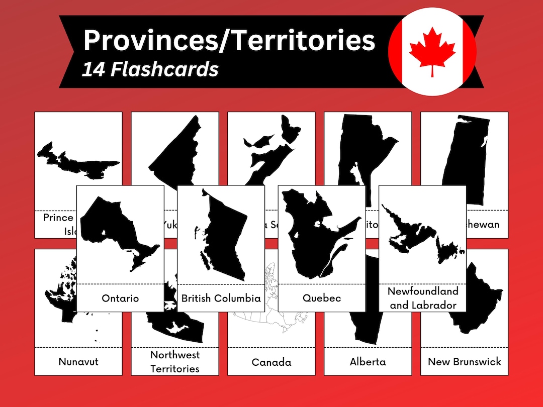 Canadian Province & Territory Flashcards, Canada Geography Flash Cards ...