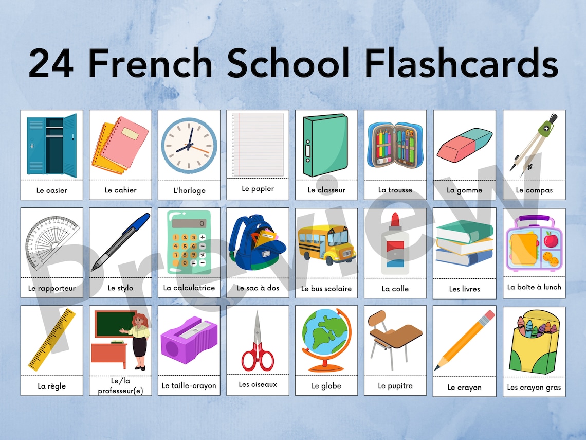 French School Flashcards, Beginner French Classroom Vocabulary ...