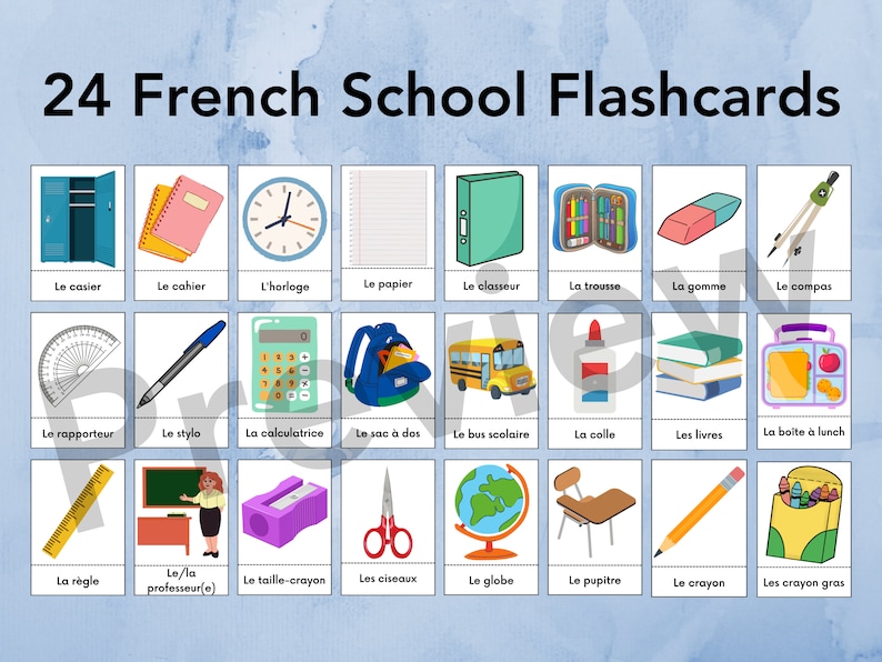 French School Flashcards, Beginner French Classroom Vocabulary ...