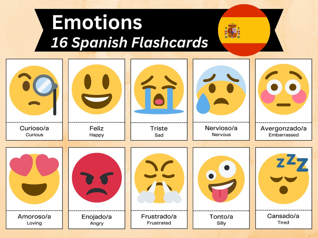 Spanish Emotion Flashcards, Spanish Adjective Vocabulary, Homeschooling ...