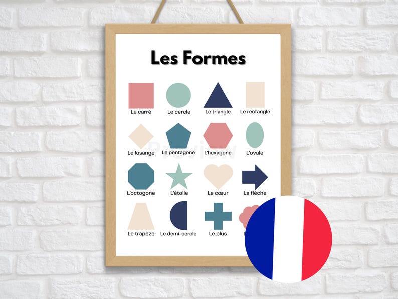 French Shapes Poster: Geometry Vocabulary, Bilingual Classroom Art ...