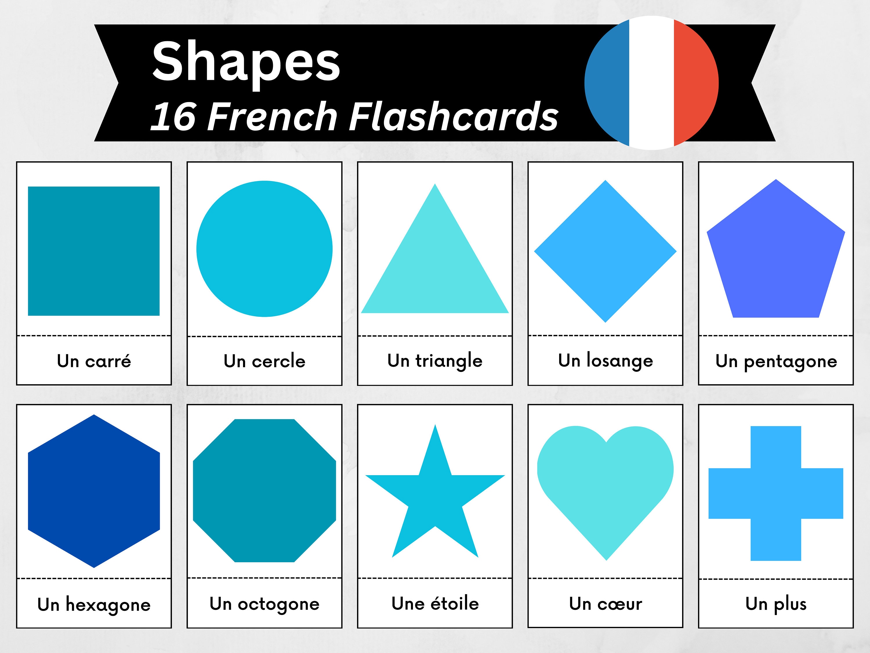 French Shape Flashcards, French Geometry Vocab, Montessori Bilingual ...
