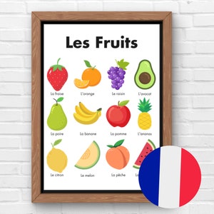 French Fruits Poster Decor, Classroom Wall Art, French Bilingual ...