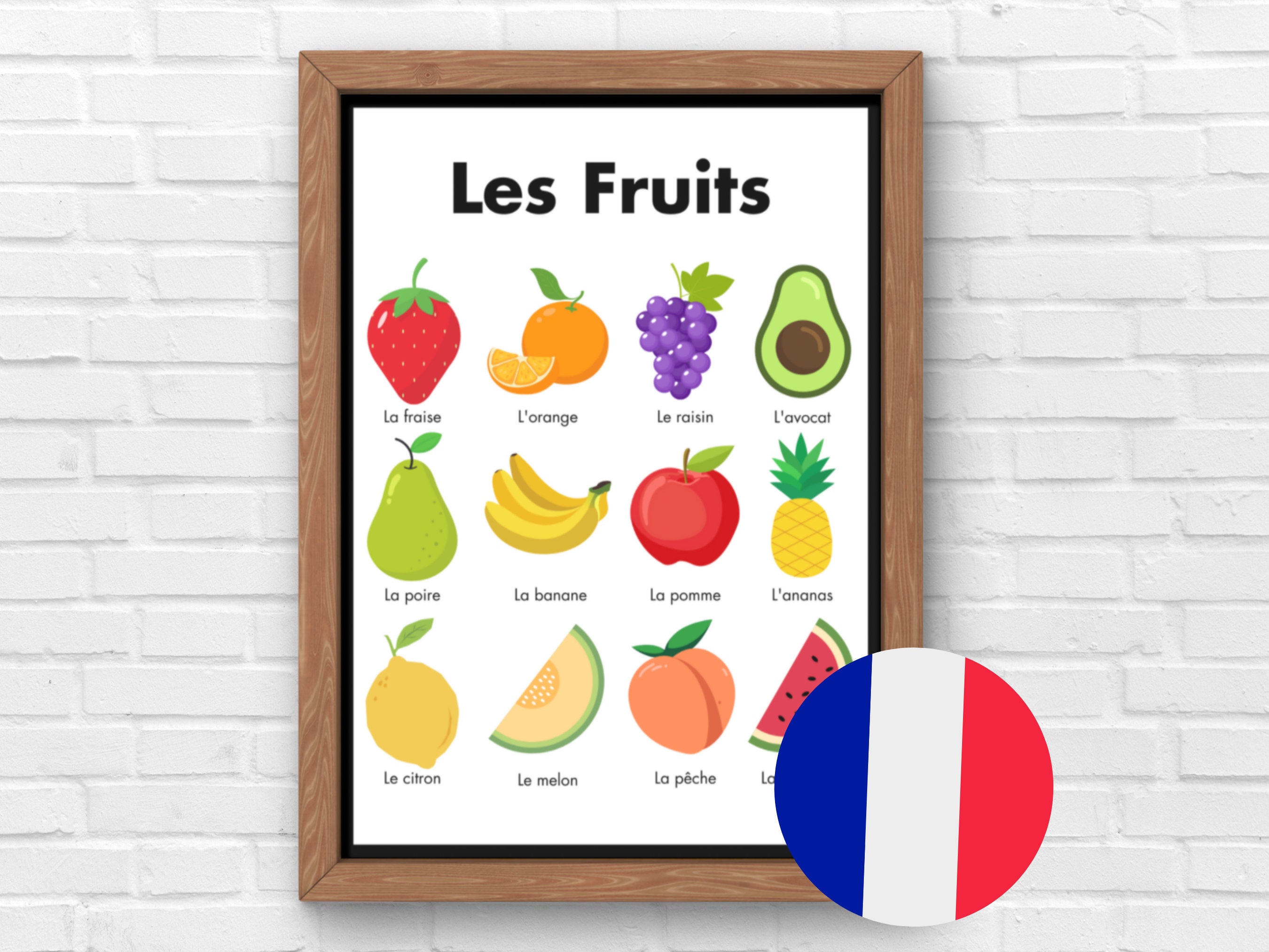 French Fruits Poster Decor, Classroom Wall Art, French Bilingual ...