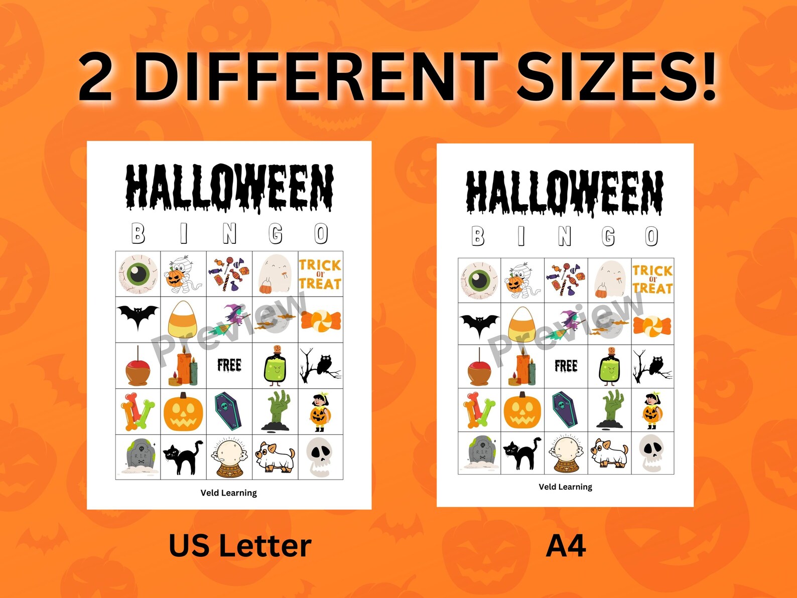 Halloween Bingo, 30 Printable Bingo Cards, Fun Halloween Activity for ...